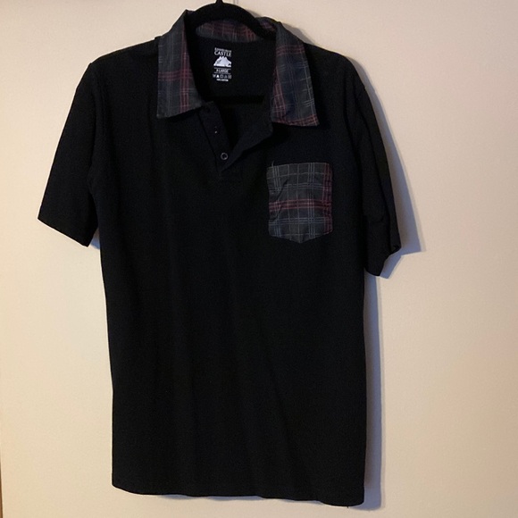croft & barrow | Shirts | Croft Barrow Black Polo With Plaid Accents ...